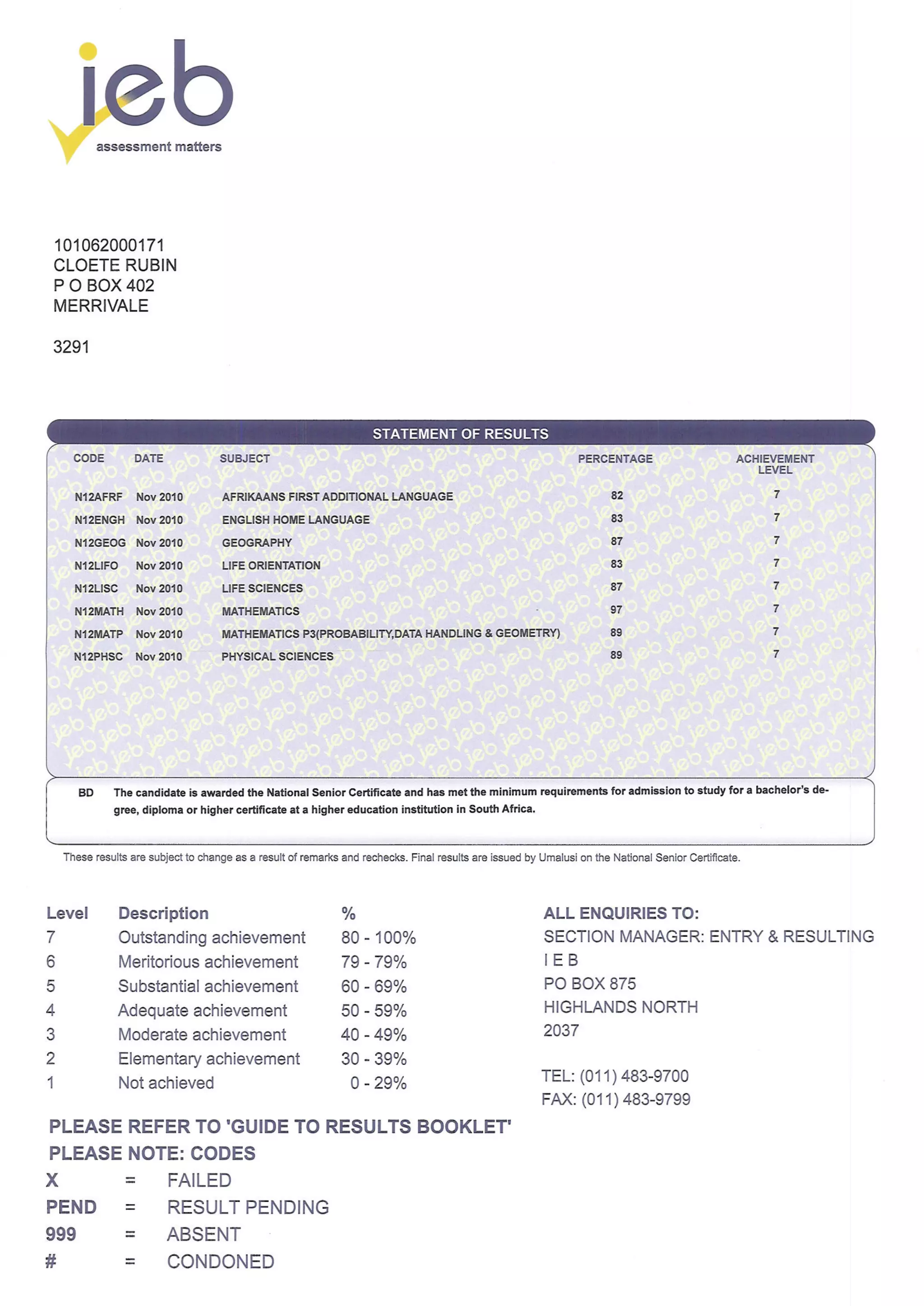 Matric Transcripts | PDF
