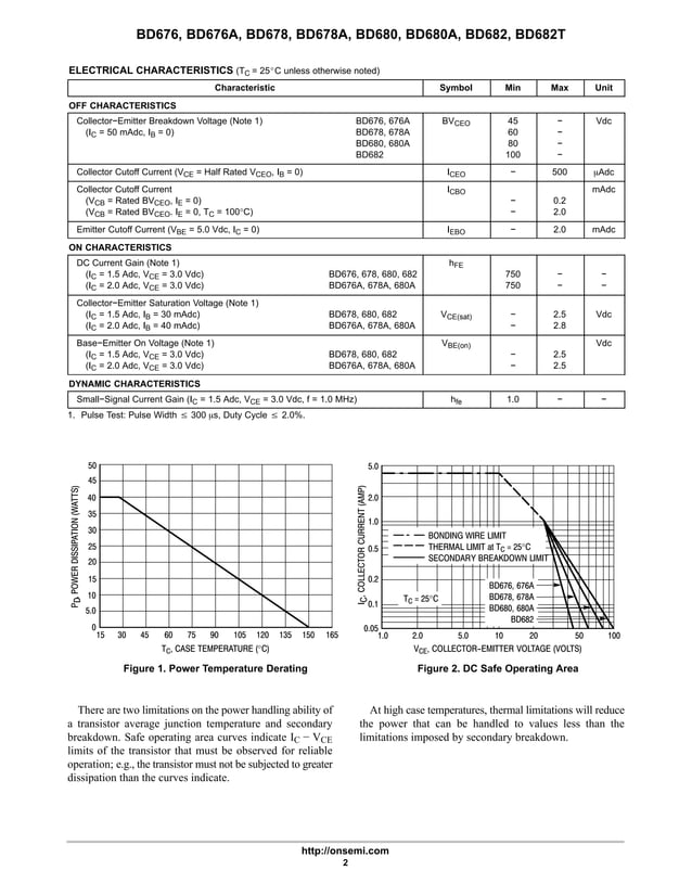Original PNP Transistor BD682G BD682 682 4A 100V TO-225 New ON ...