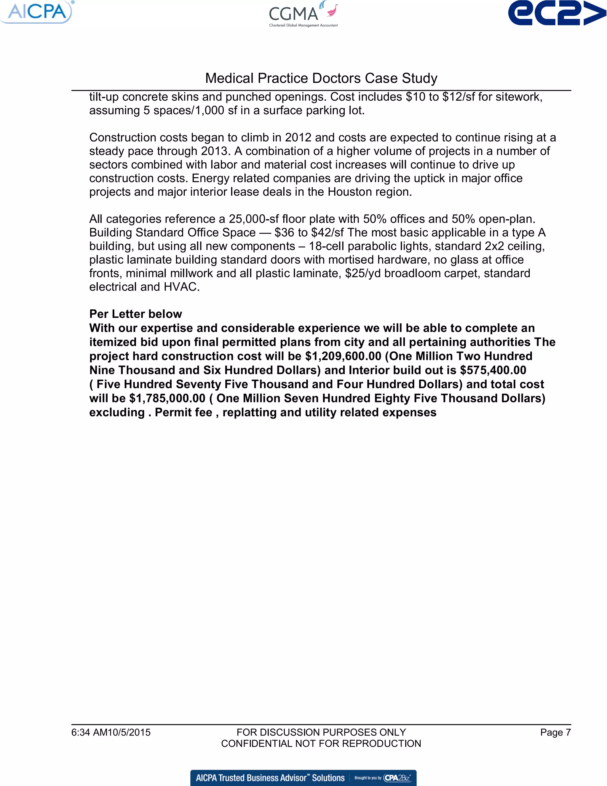 Medical Practice Doctors Case Study | PDF