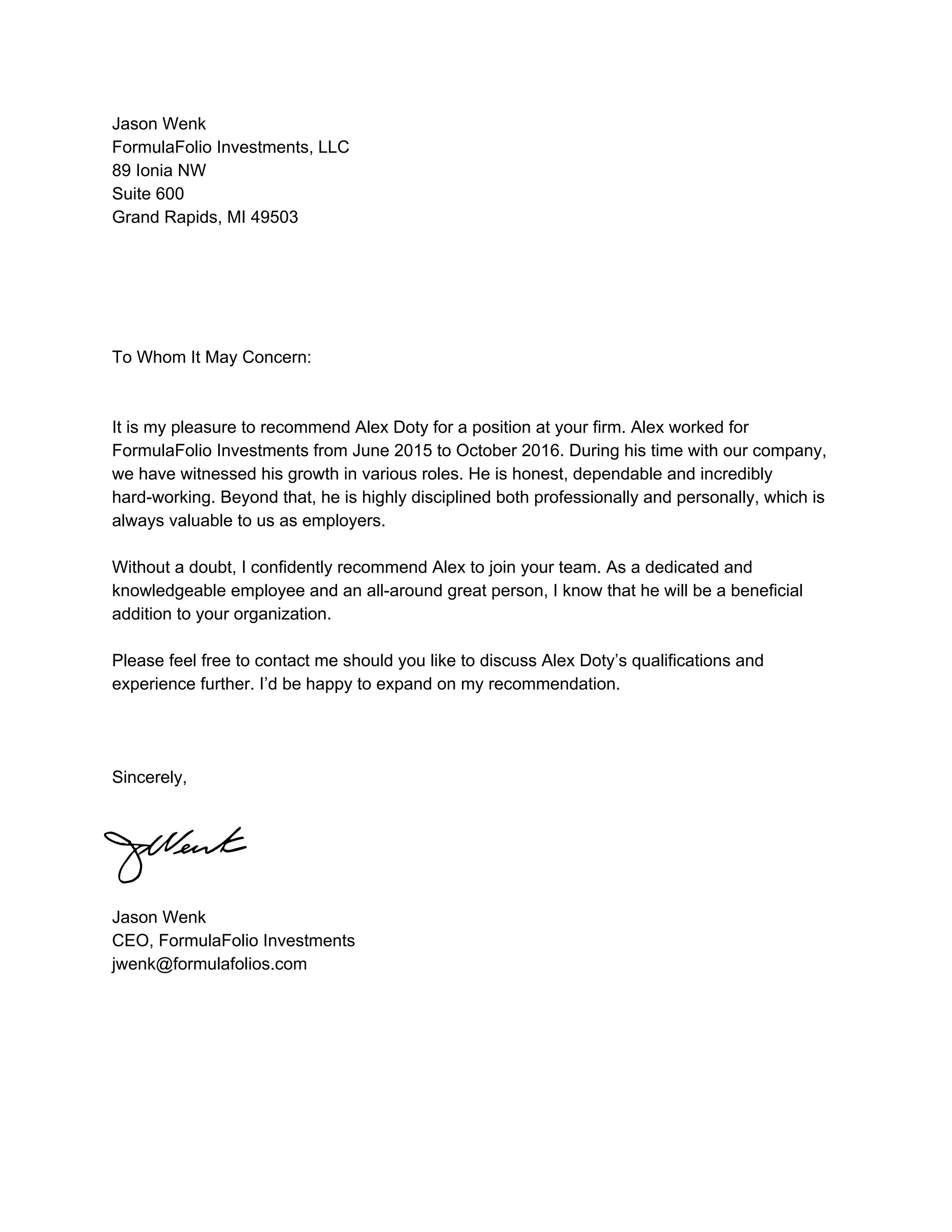 AlexDotyRecommendationLetter | PDF