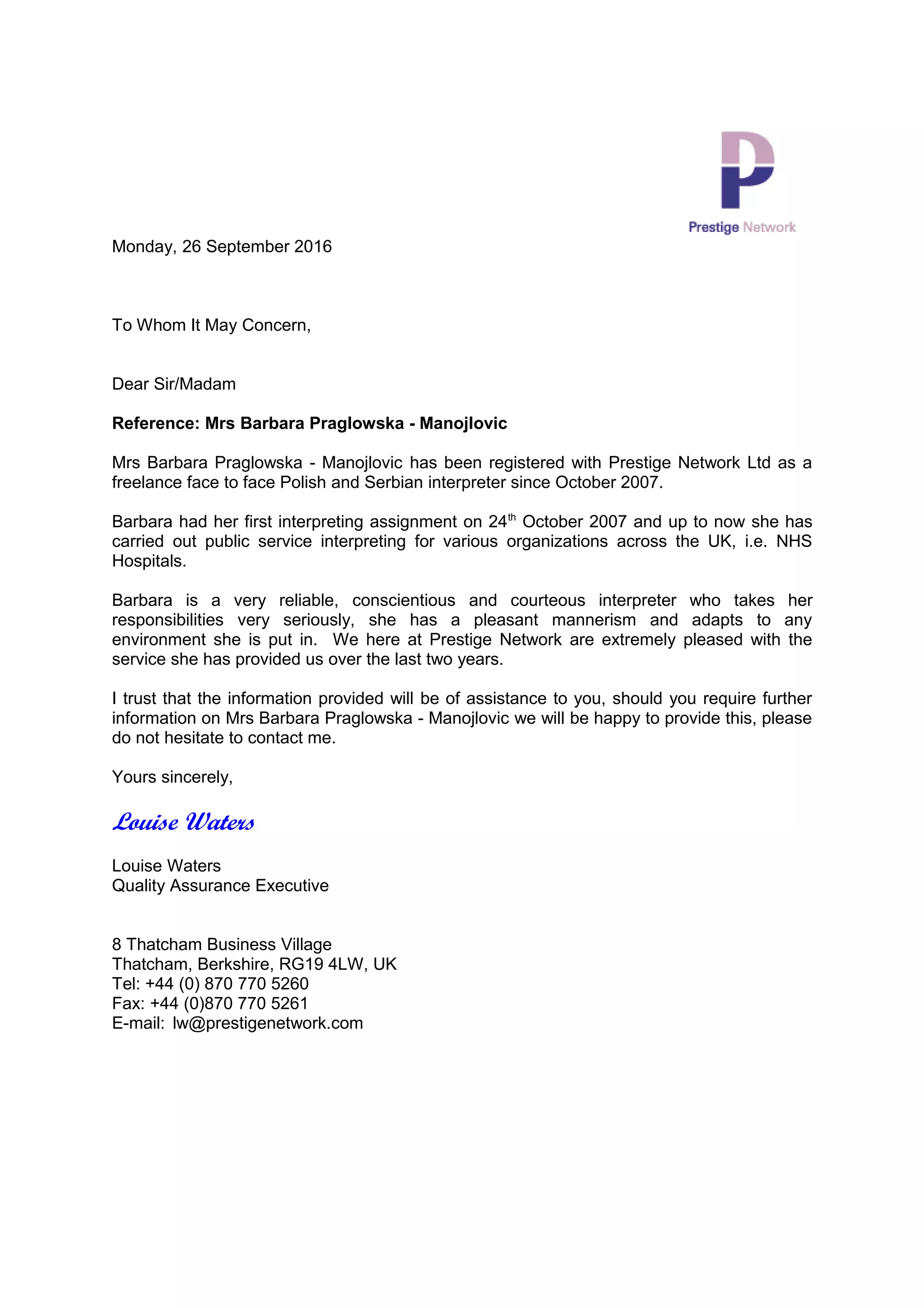 Reference Letter Barbara Praglowska | DOC