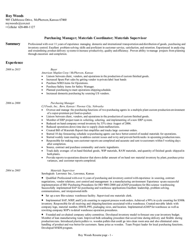 Roy Woods Resume 2015 | PDF