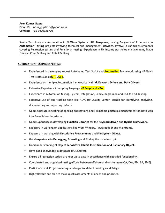 Resume_Arun | PDF