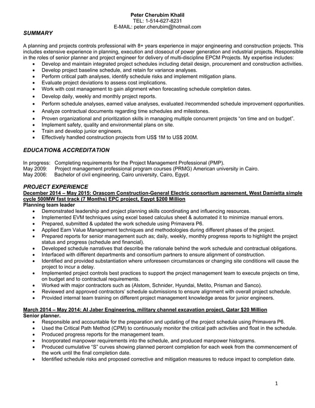 Peter Khalil CV | PDF | Construction Industry | Industries
