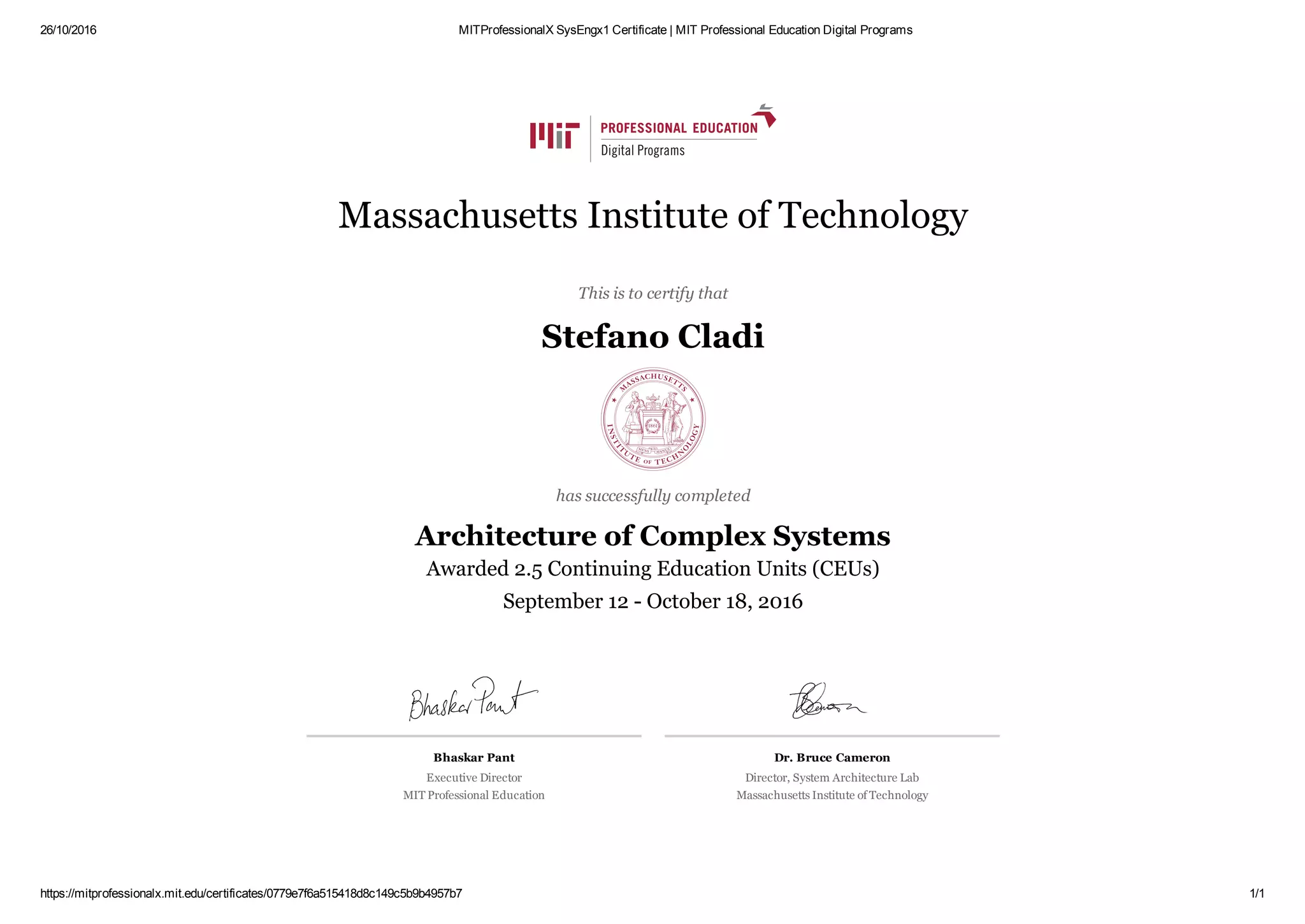 MITProfessionalX SysEngx1 Certificate _ MIT Professional Education ...