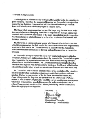 Mrs. Maureen Lapp LOR | PDF