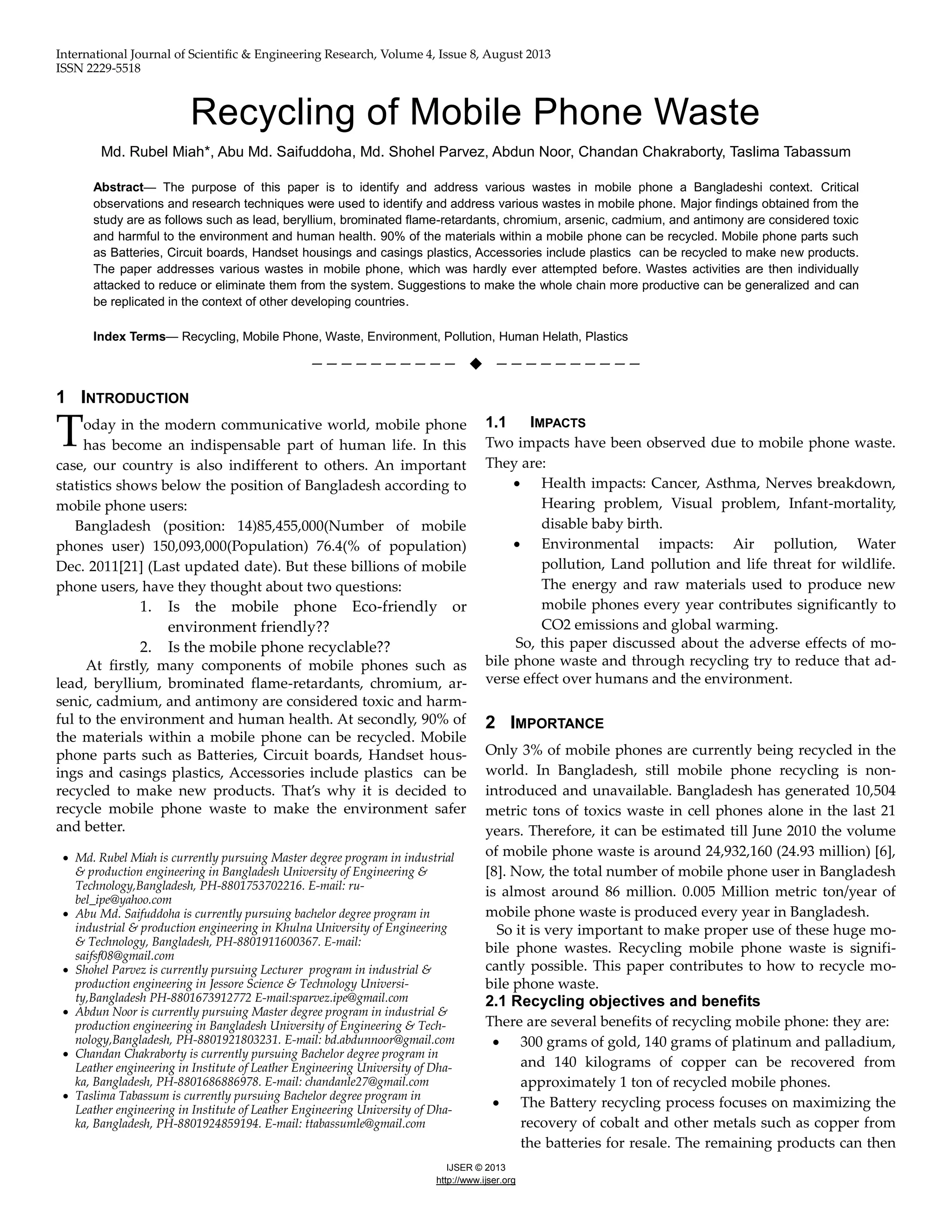 I028266_Recycling_of_Mobile_Phone_Waste | PDF