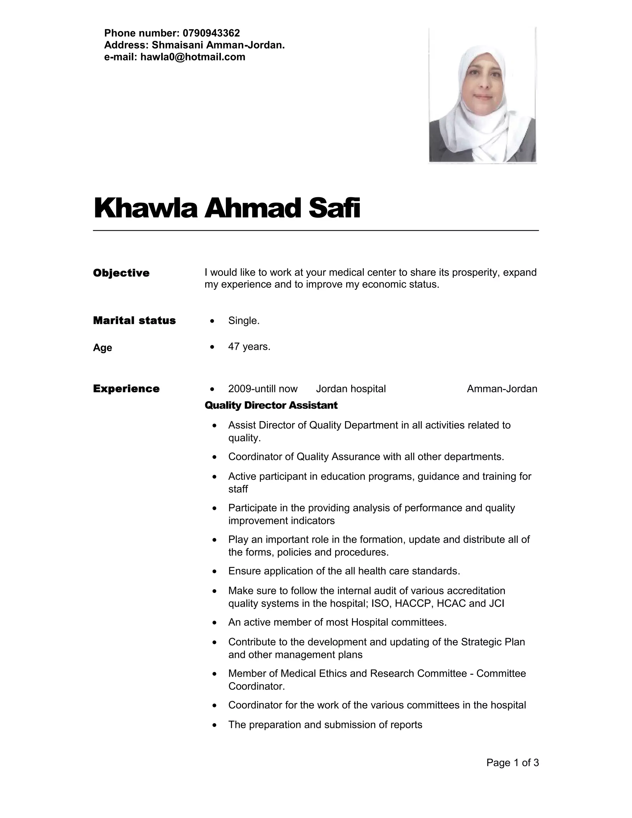 Khawla Safi CV | DOC