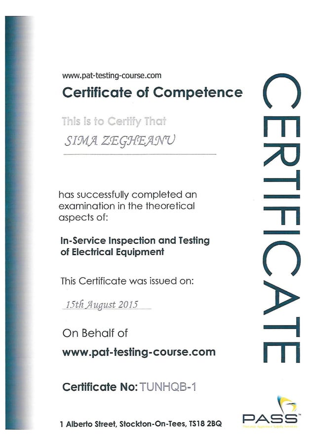 PAT Test Certificate | PDF