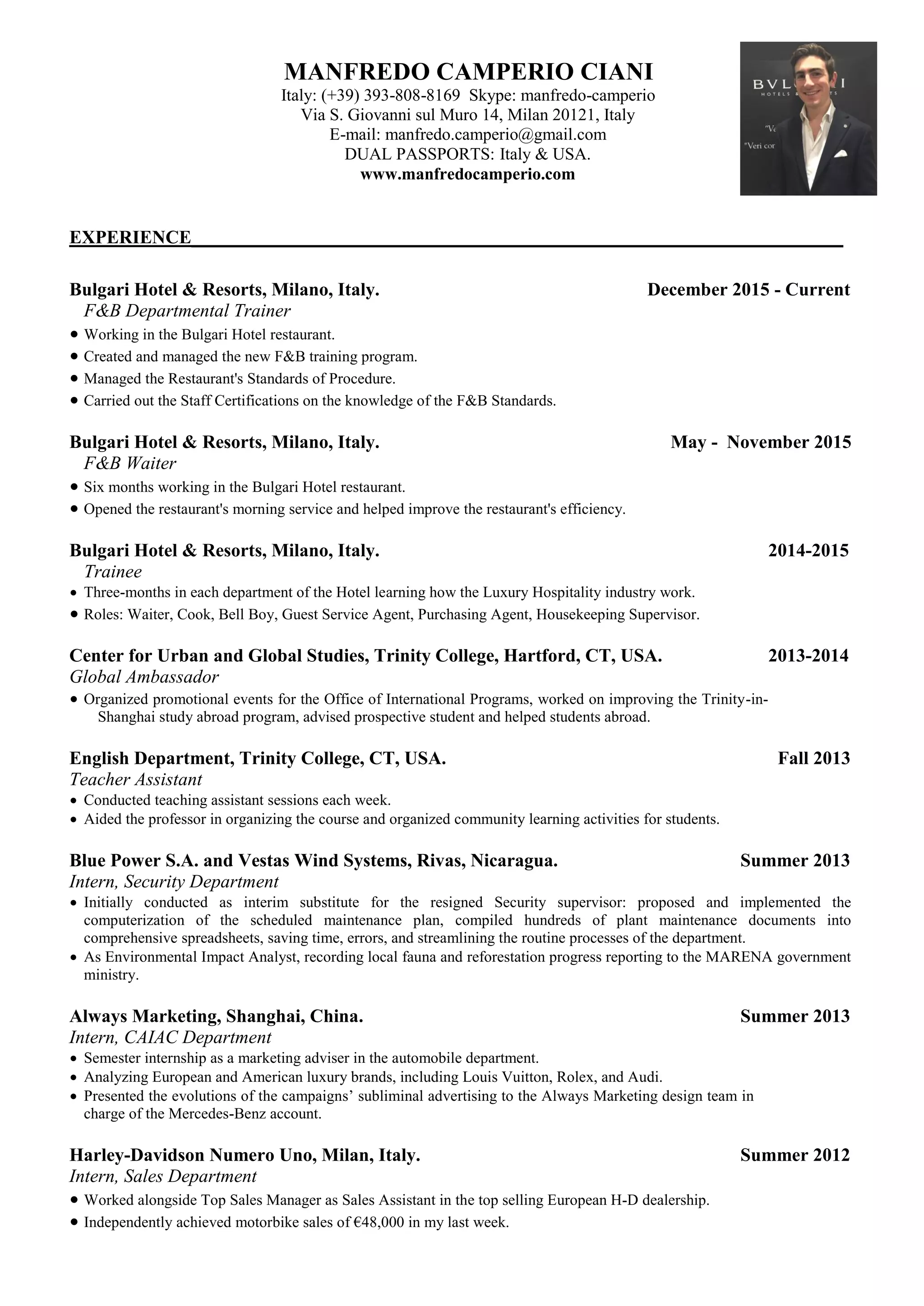 M. Camperio Resume | PDF