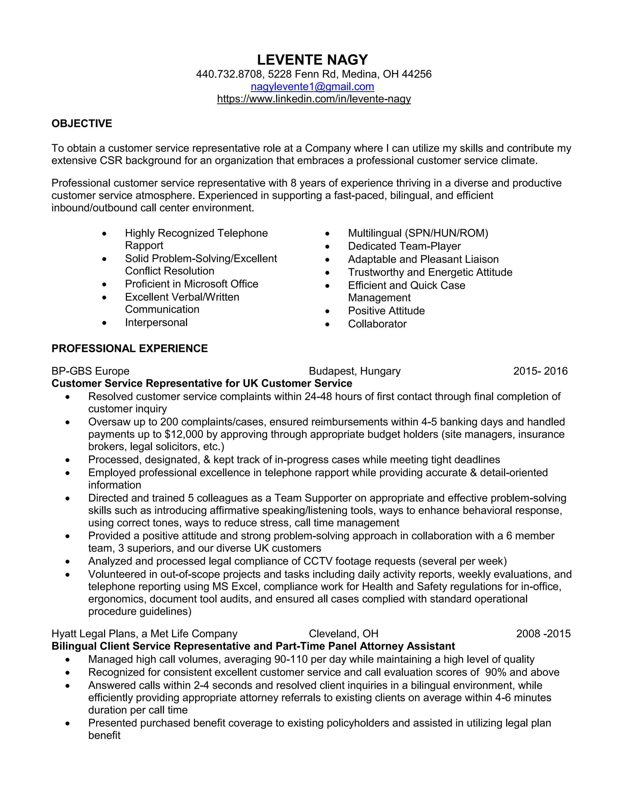 LEVENTE NAGY.RESUME1 | PDF