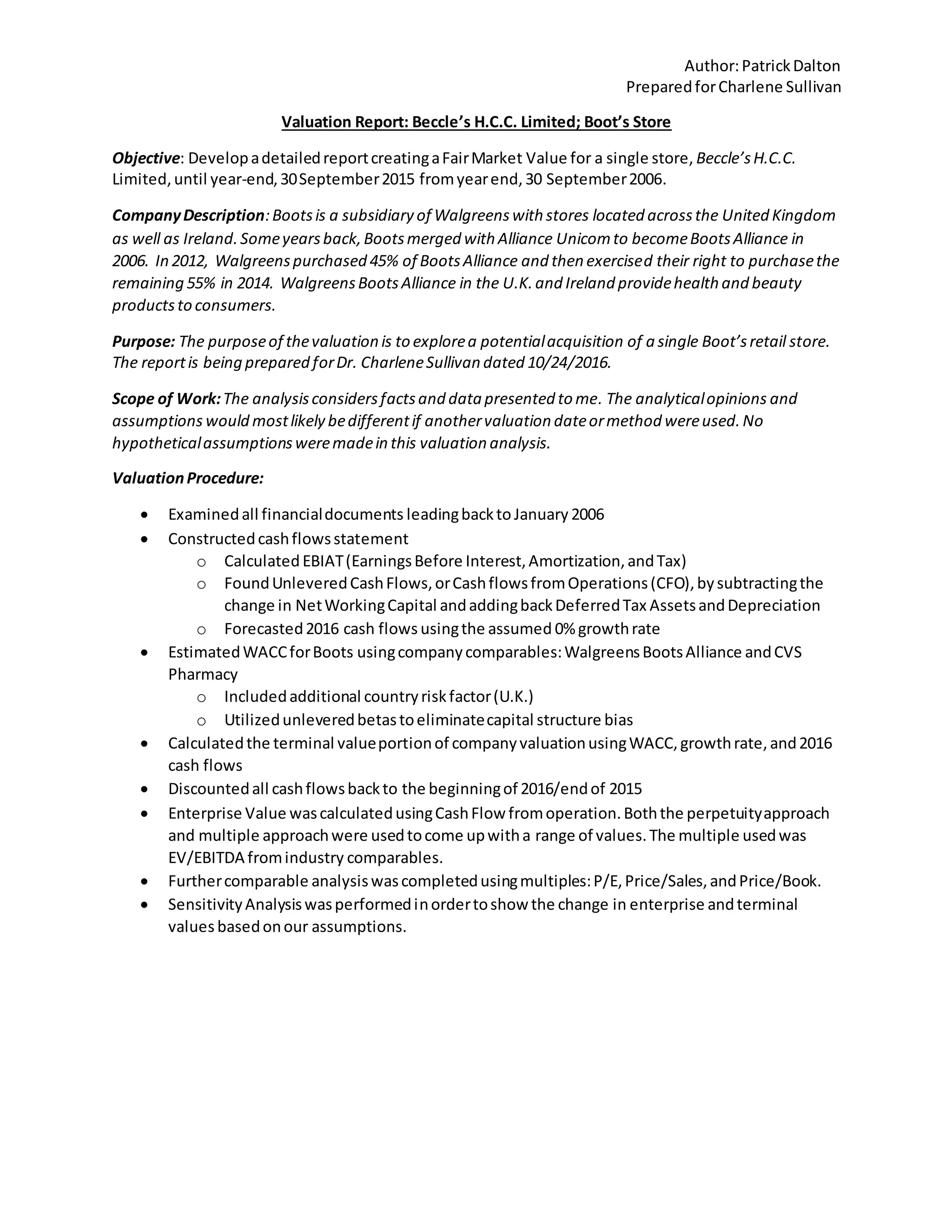 Valuation Report | DOCX