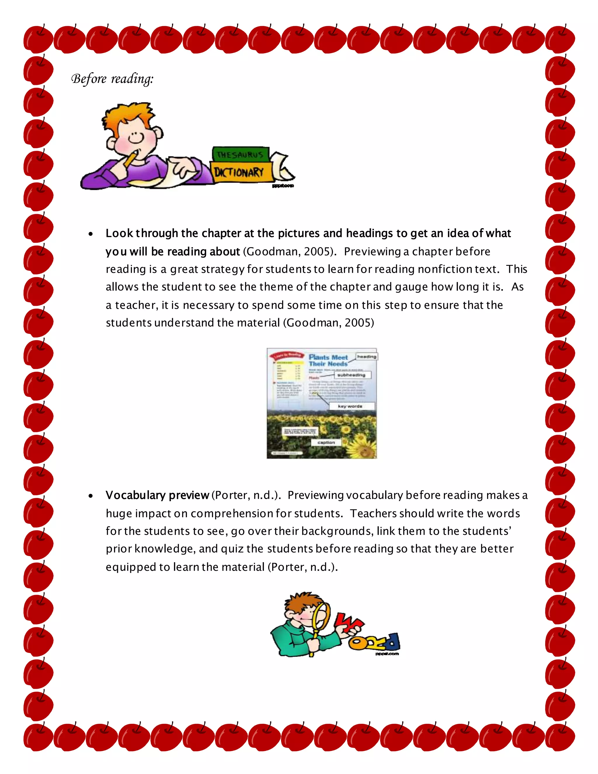 Flip Chart for Before, During, and After Reading | DOCX