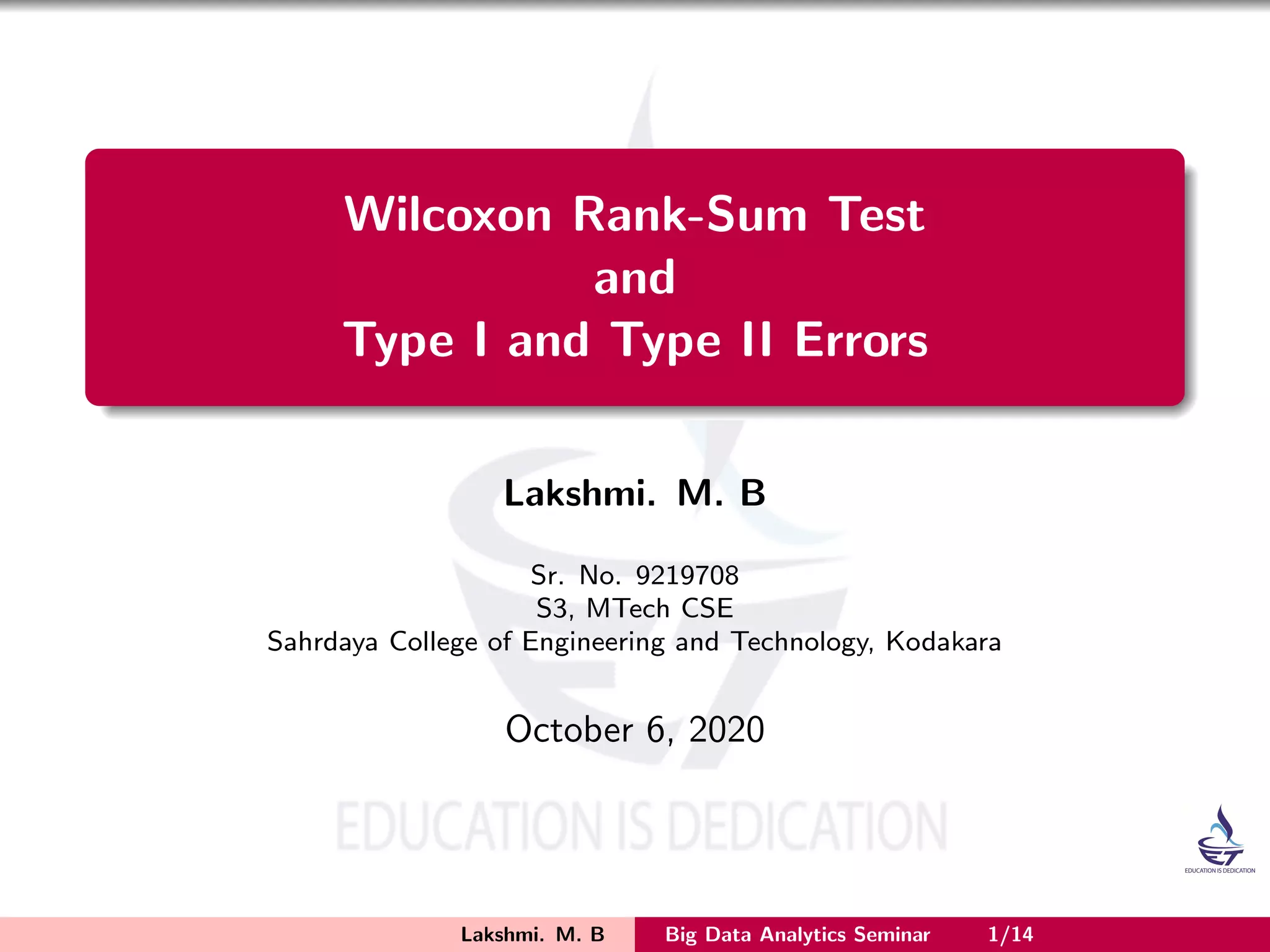 Wilcoxon Rank-Sum Test | PDF