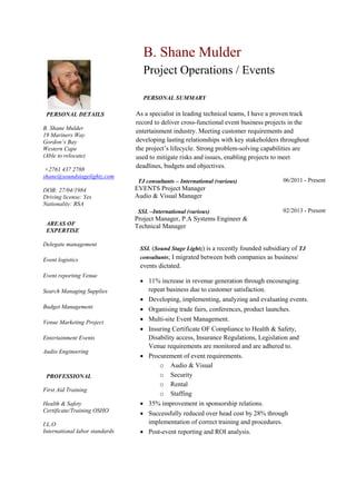 CV project operation events 2016 | PDF