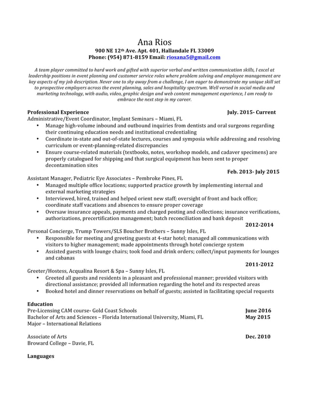 Ana M. Rios Resume | PDF