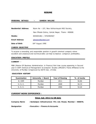 Resume -Ganesh Walunj | PDF