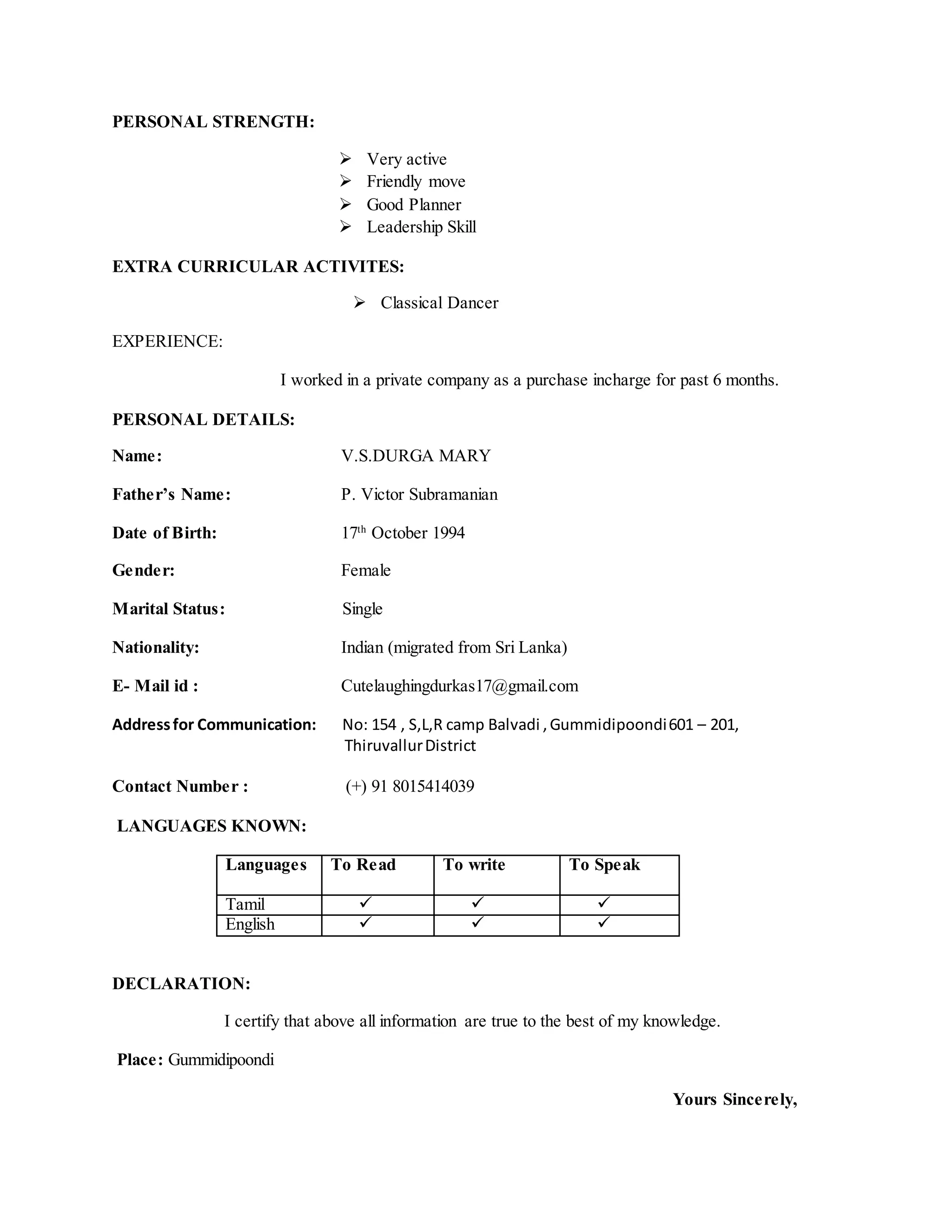 V.S. Durga Mary Resume (5) | DOCX
