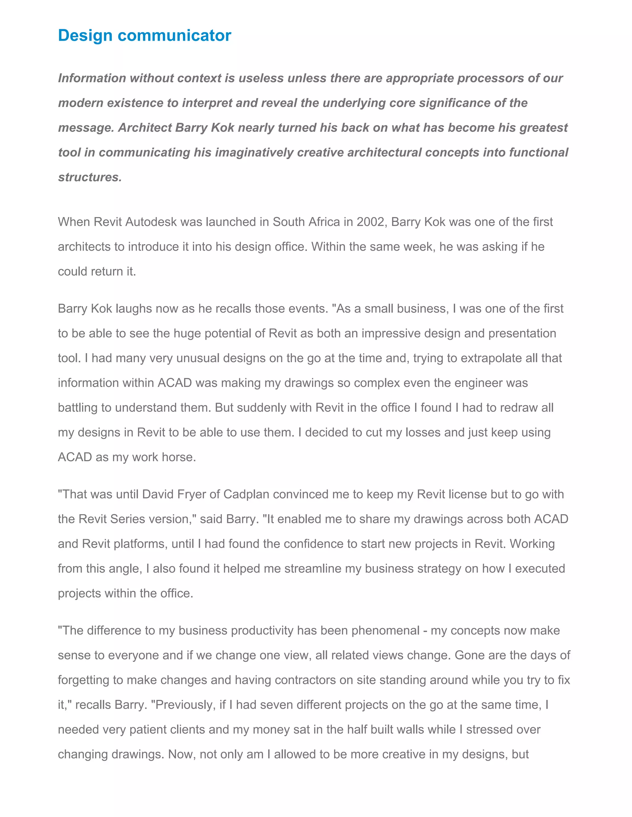 Success Story Barry Kok Architects | PDF