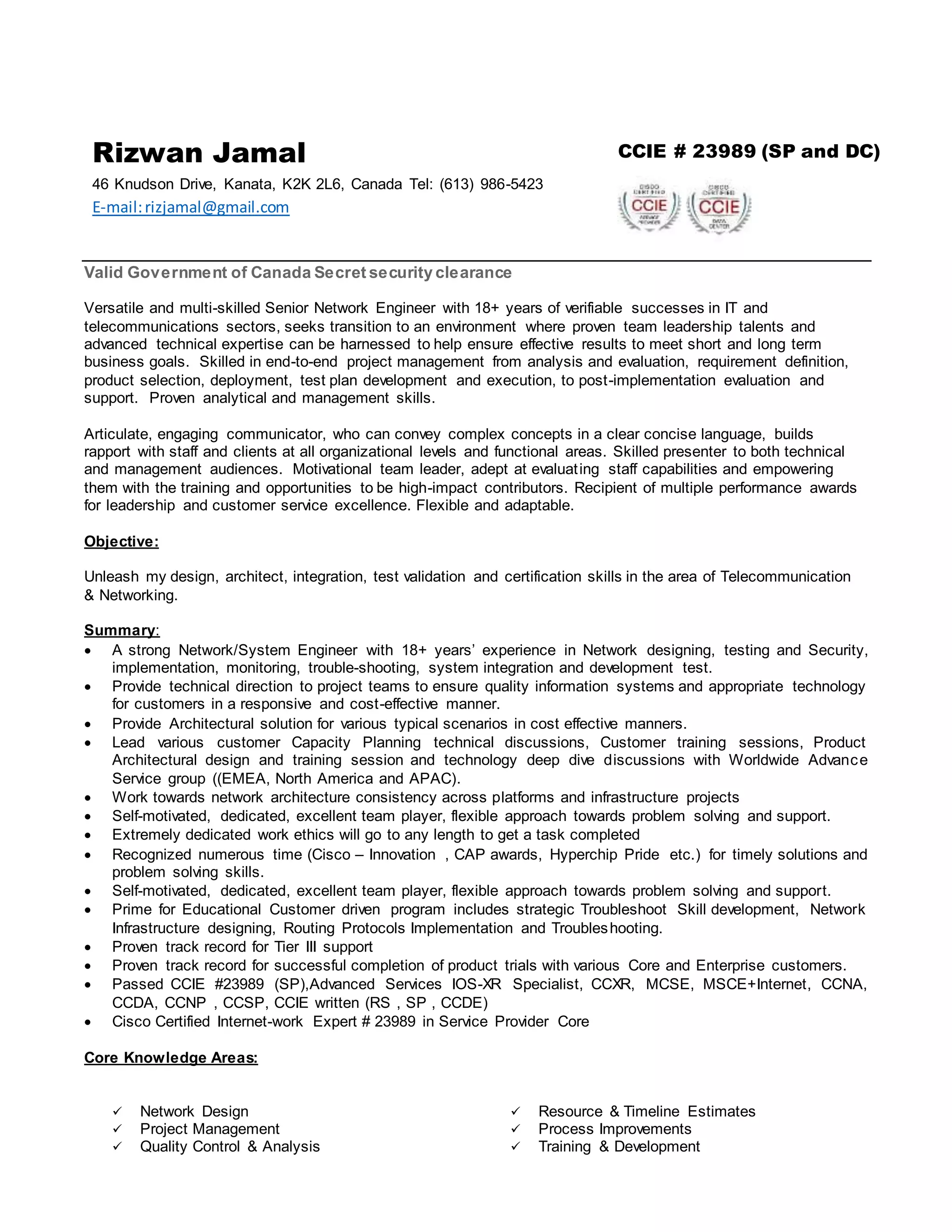 RizwanJamal-Resume | DOCX | Computer Networking | Computing