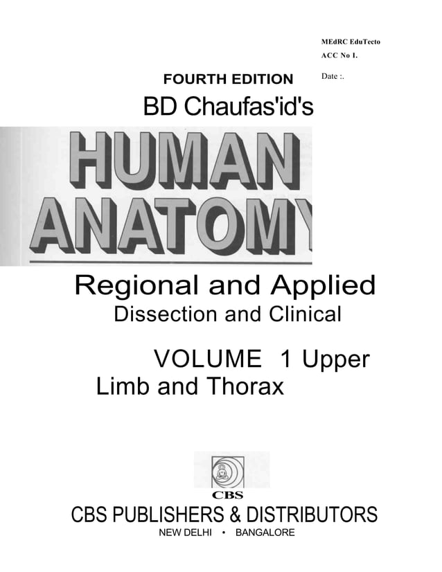 BD Chaurasia’s Human Anatomy, Upper Limb and Thorax -Volume1-4th.pdf | Death, Injury, or ...