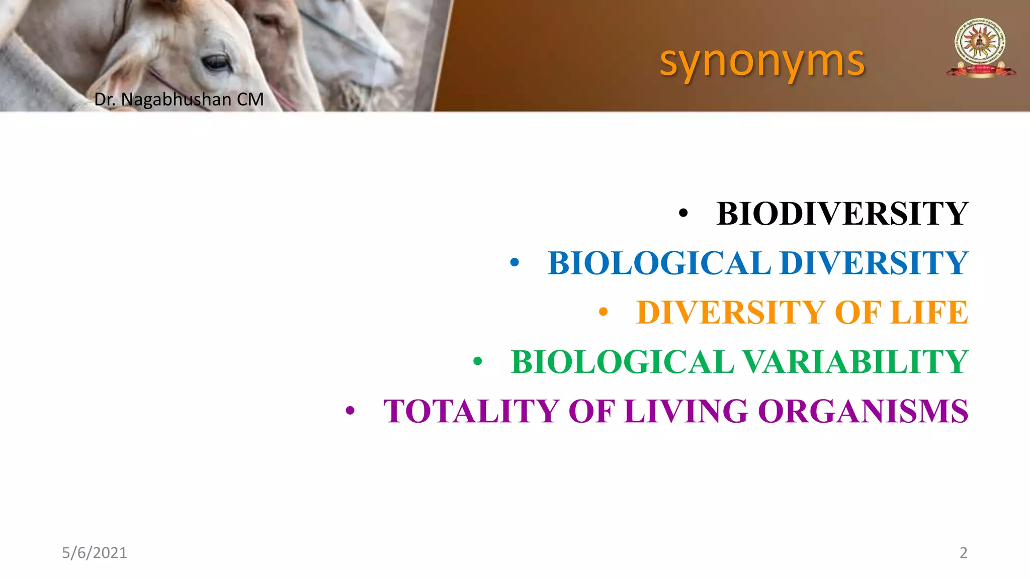 Biodiversity: concepts and definitions | PPTX