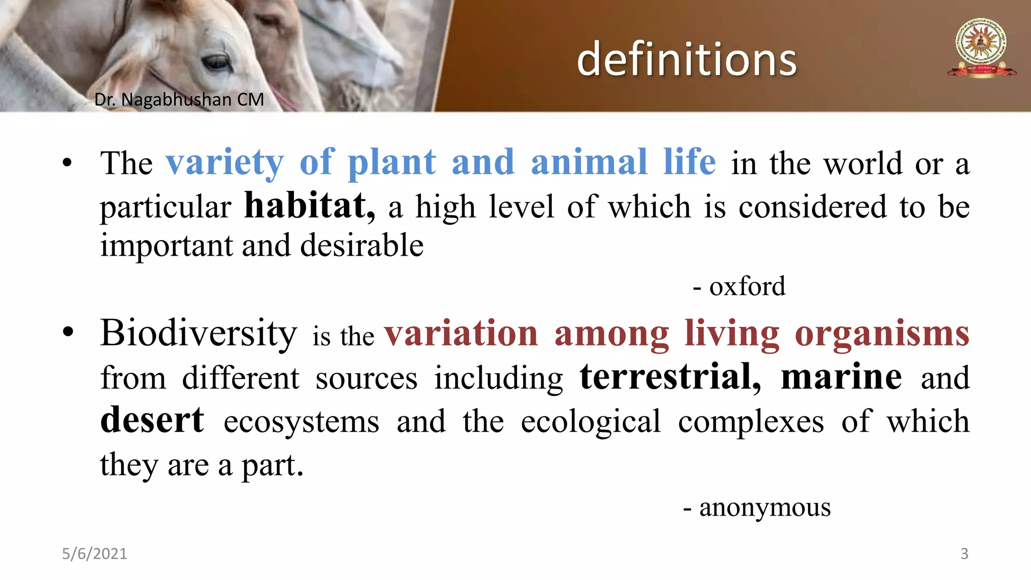 Biodiversity: concepts and definitions | PPTX