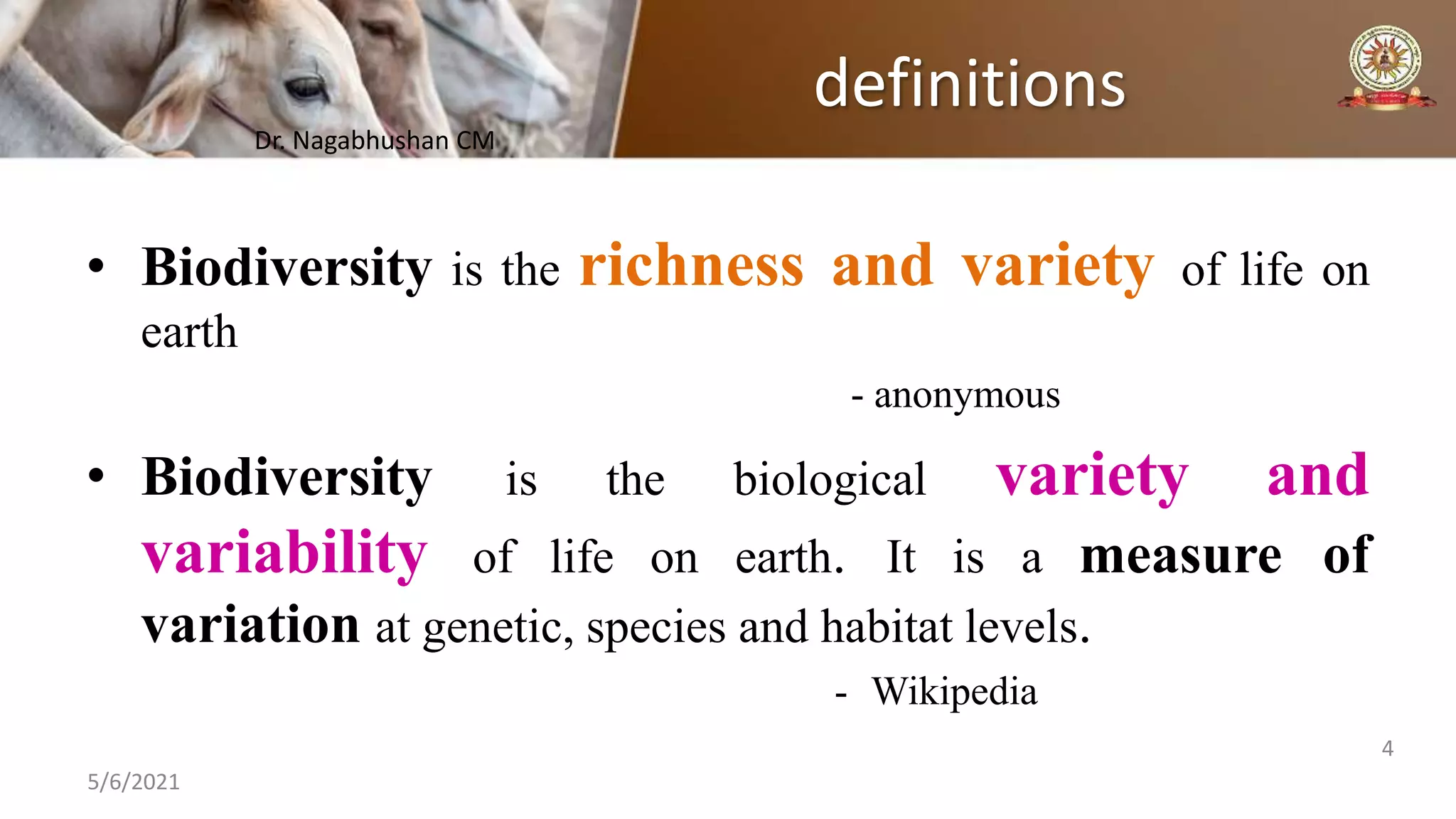 Biodiversity: concepts and definitions | PPTX