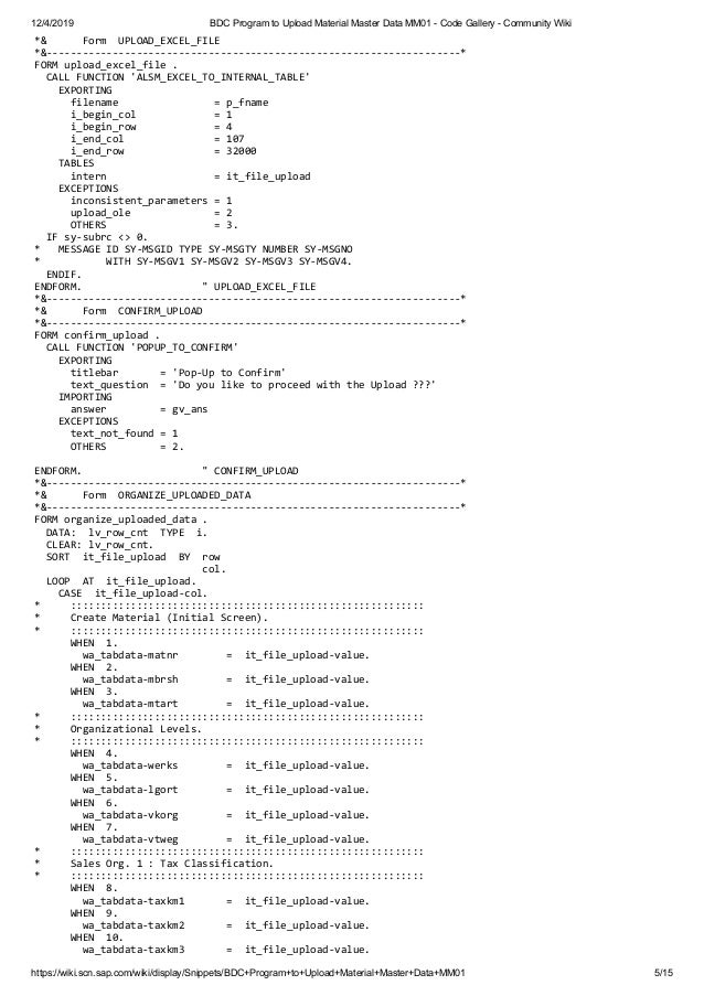 Bdc program to upload customer master data - pasamaya