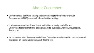 [@NaukriEngineering] BDD implementation using Cucumber | PPT