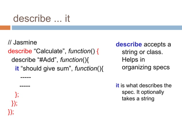 Jasmine - A BDD test framework for JavaScript | PPT