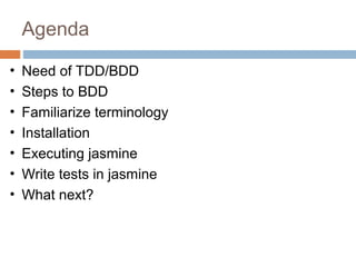 Jasmine - A BDD test framework for JavaScript | PPT