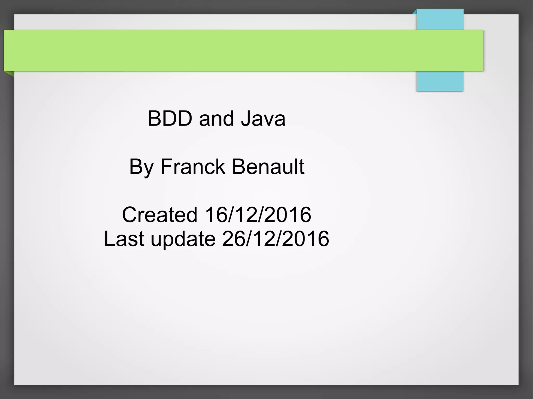 Bdd java | PPT