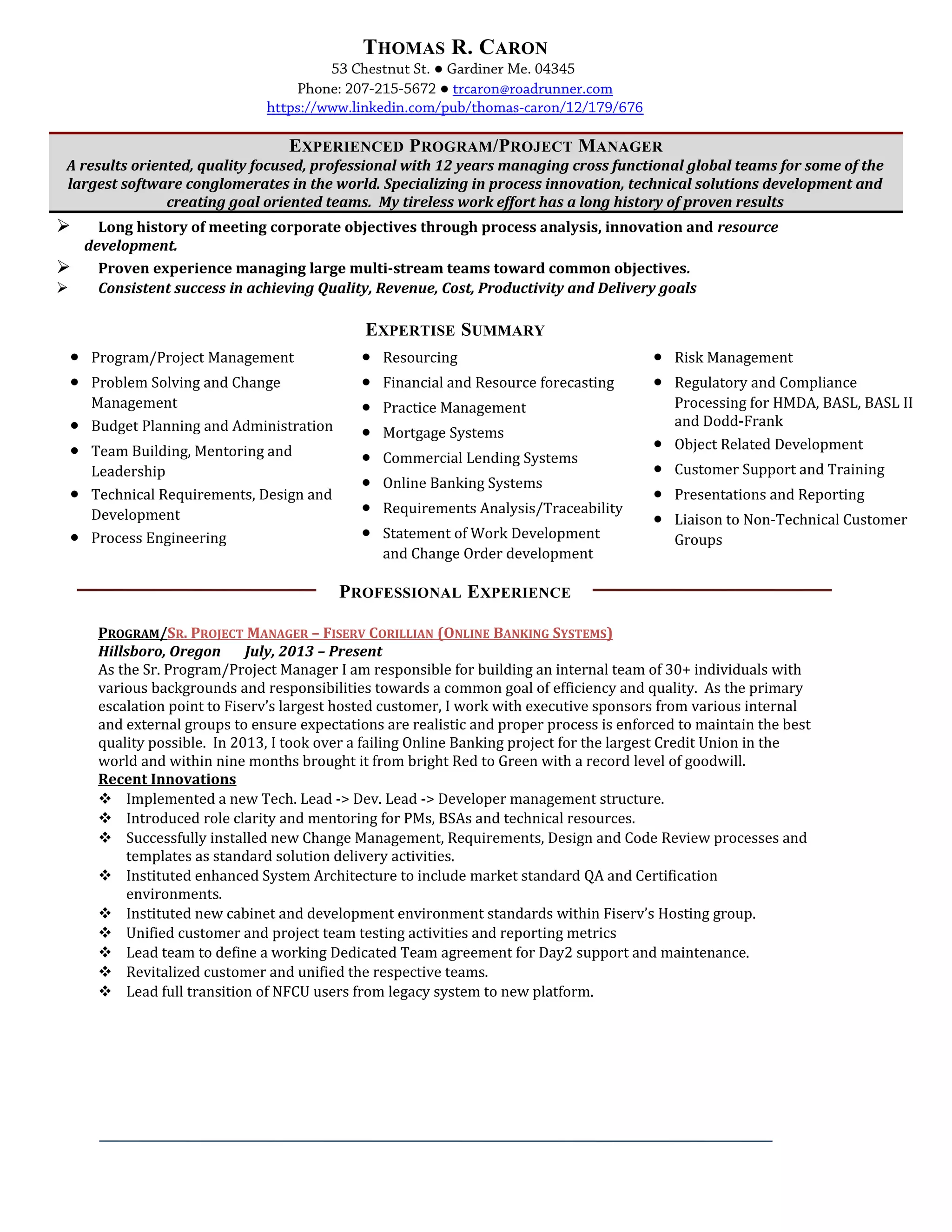 Thomas R Caron Resume | DOC