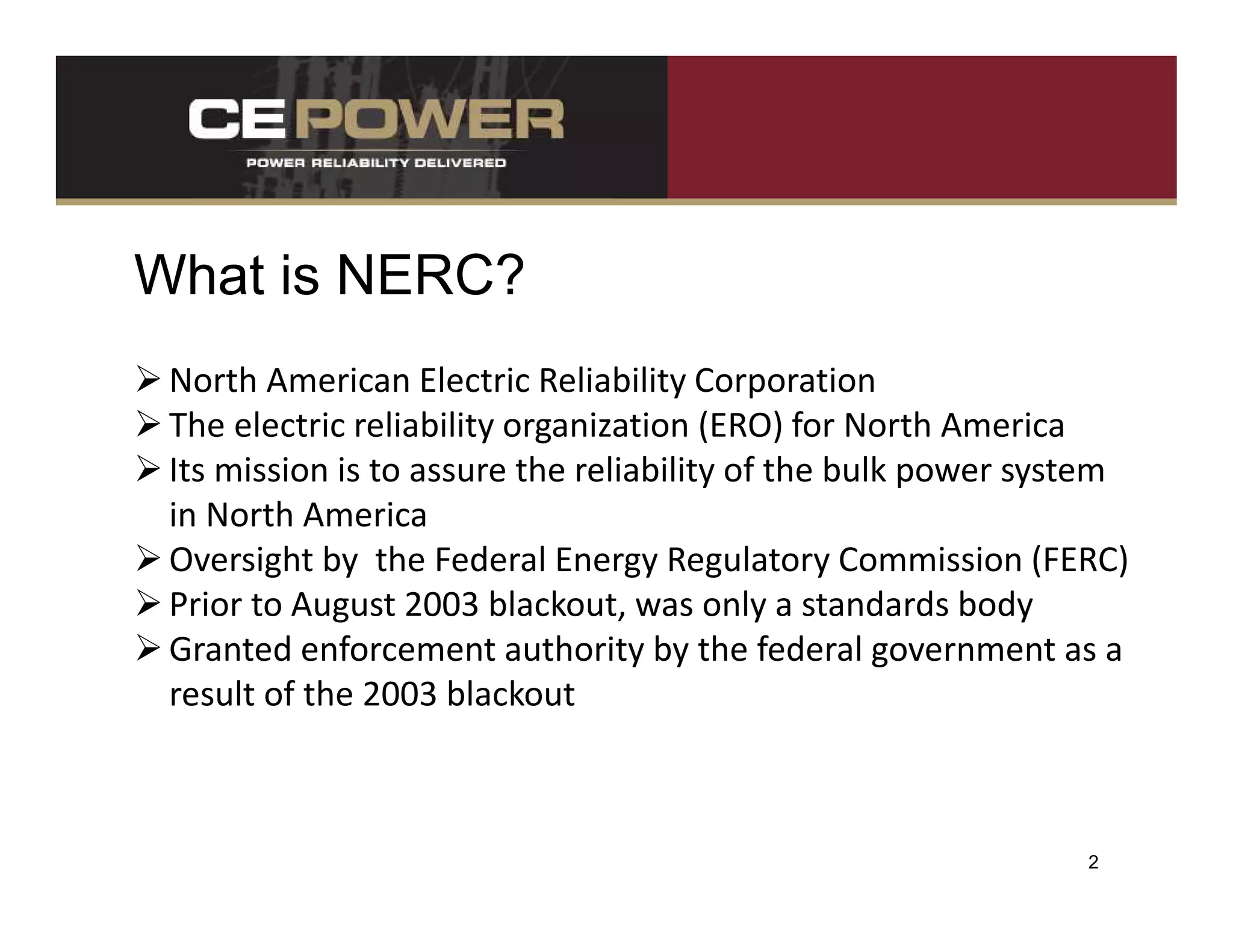 CE Power NERC Compliance | PDF