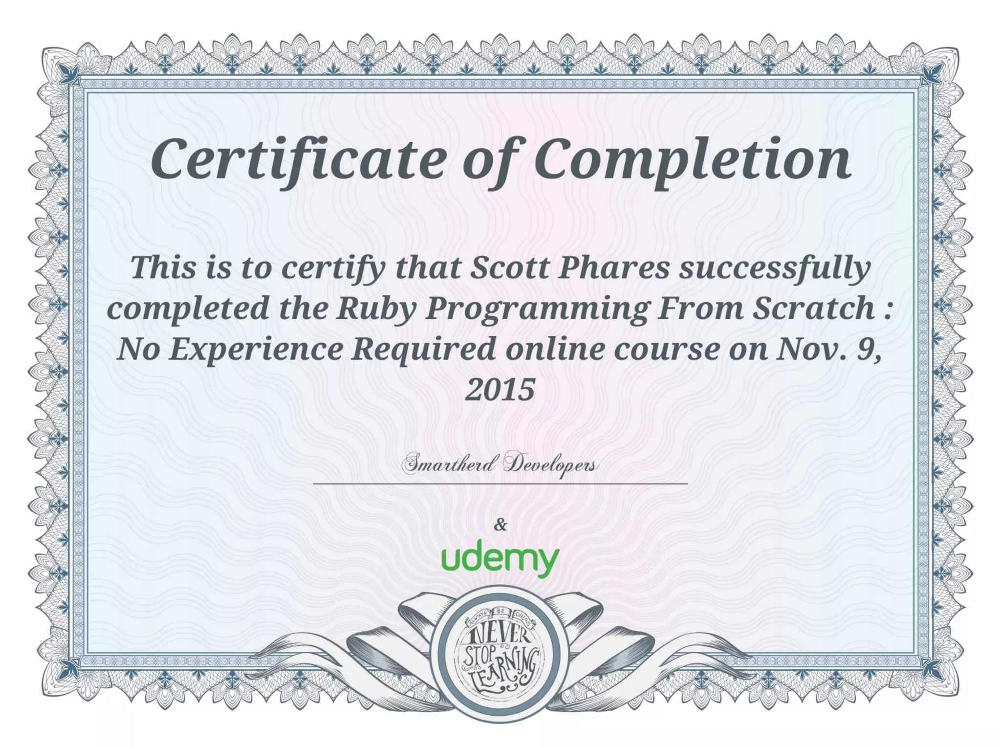 Ruby Programming Certificate | PDF | Programming Languages | Computing