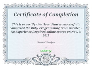 Ruby Programming Certificate | PDF | Programming Languages | Computing