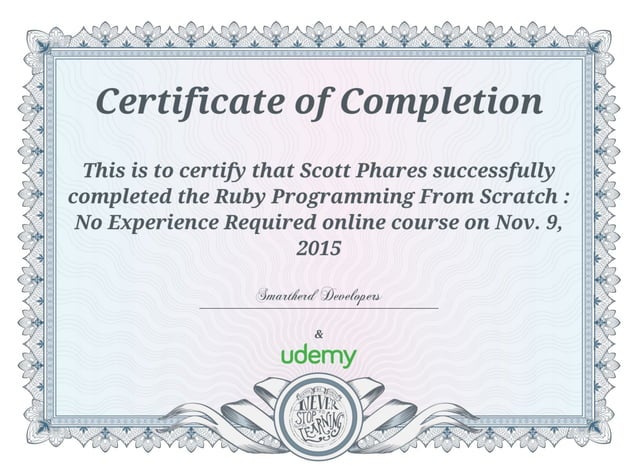 Ruby Programming Certificate | PDF | Programming Languages | Computing