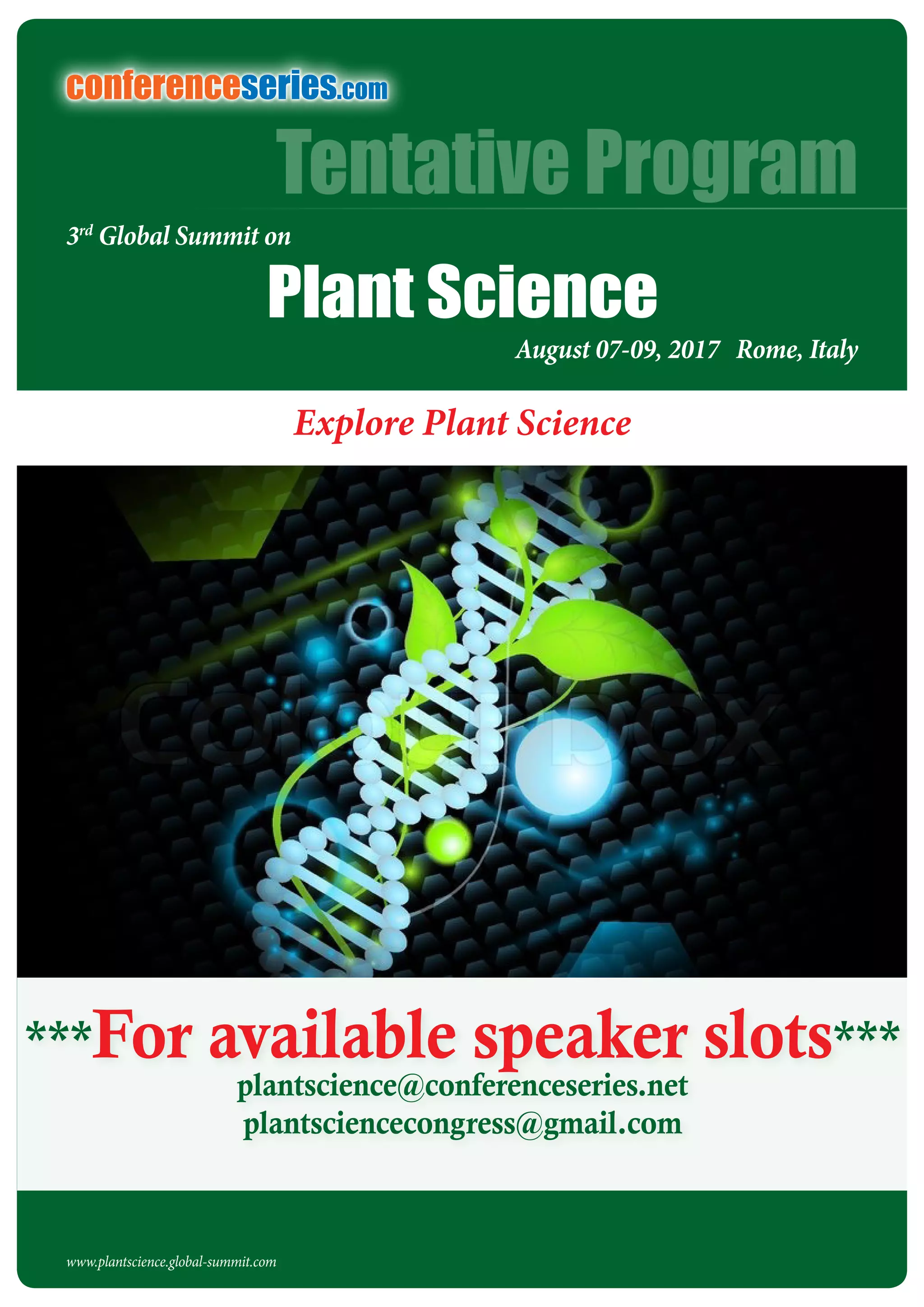 Plant Science -2017_Tentive Program | PDF