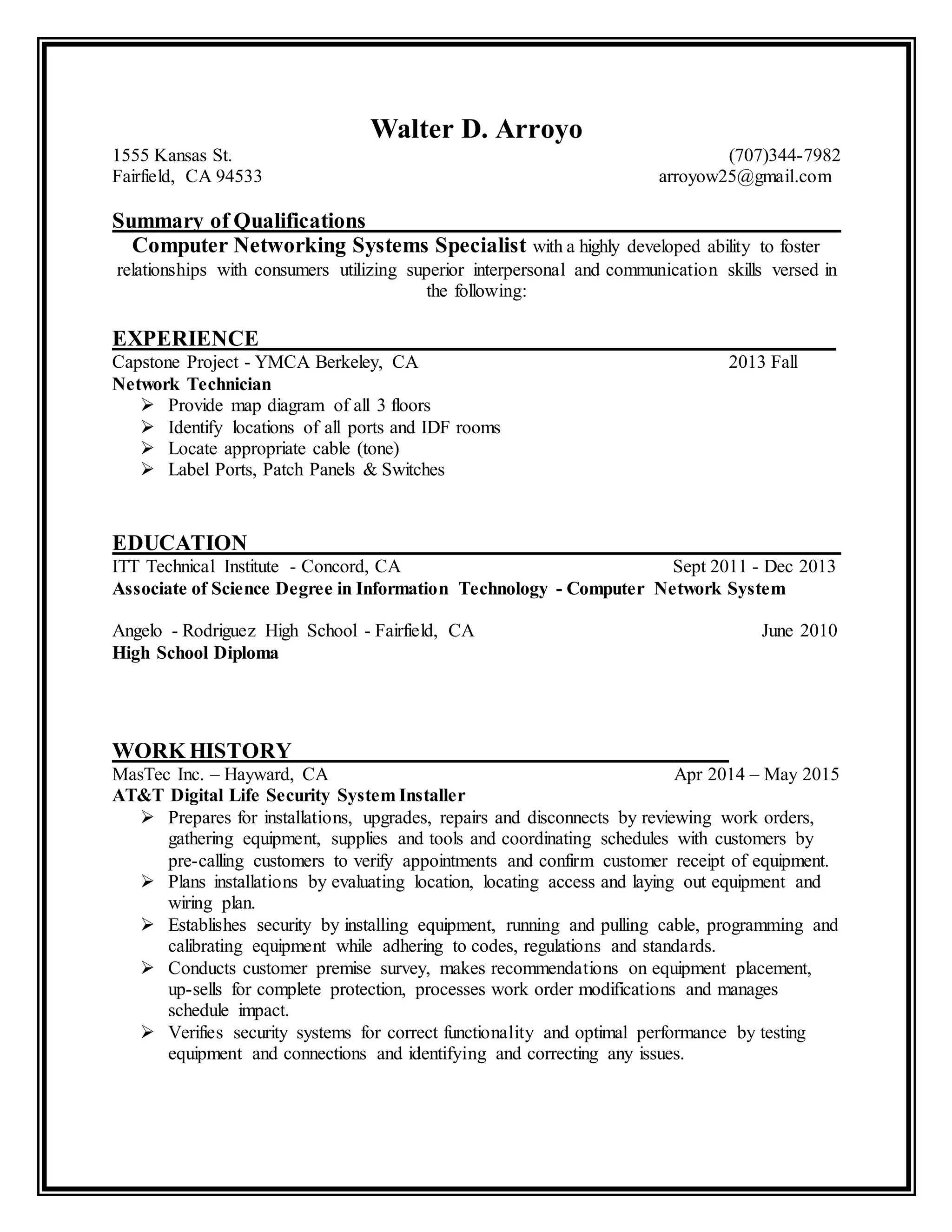 Walter A. Resume | DOCX