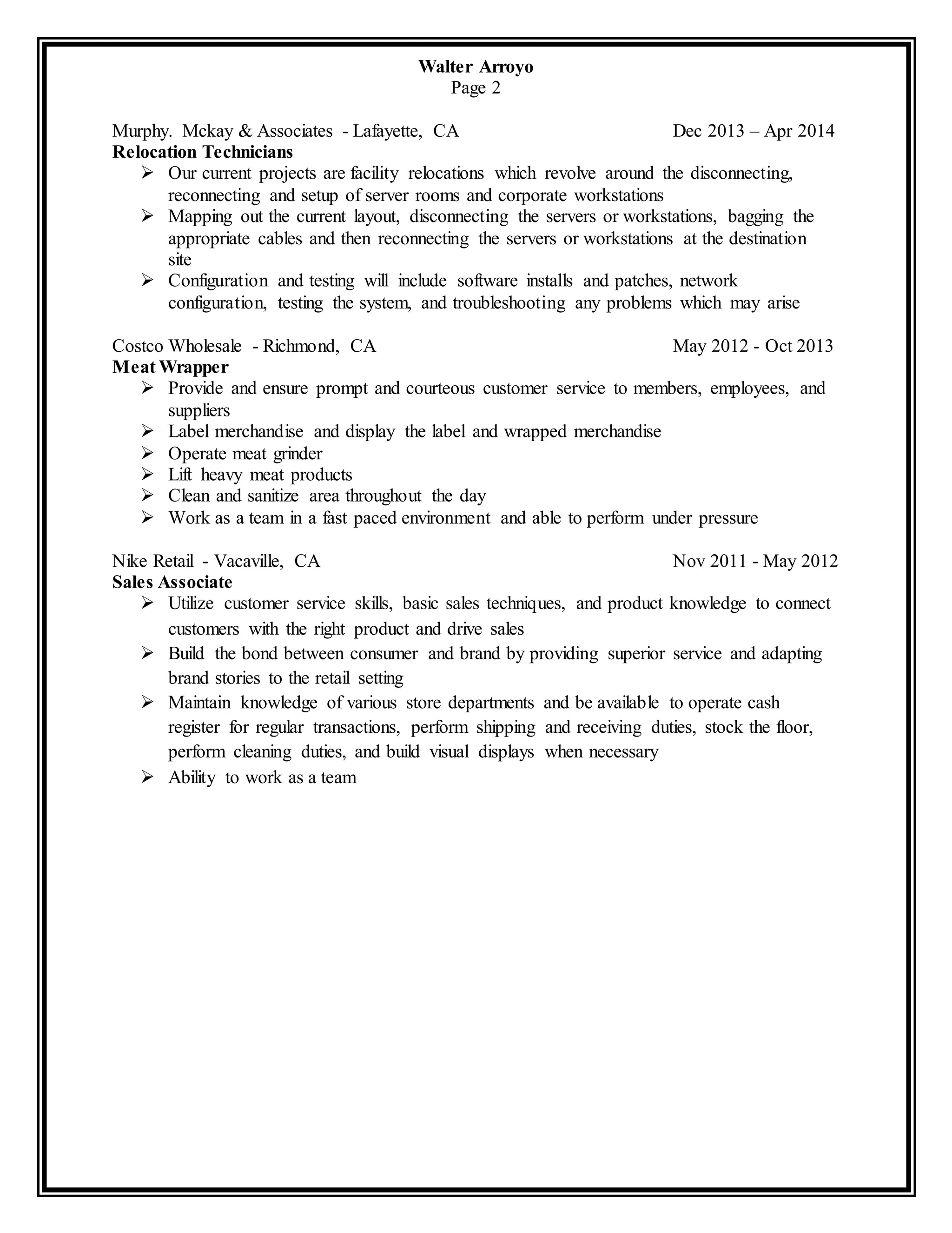 Walter A. Resume | DOCX