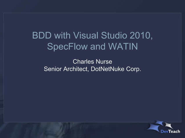 Bdd and spec flow | PPTX | Programming Languages | Computing