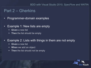 Bdd and spec flow | PPTX | Programming Languages | Computing
