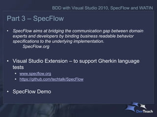 Bdd and spec flow | PPTX | Programming Languages | Computing