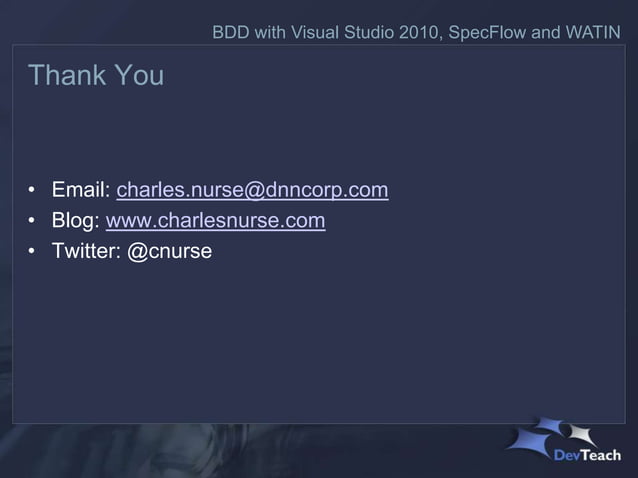 Bdd and spec flow | PPTX | Programming Languages | Computing