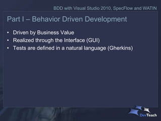 Bdd and spec flow | PPTX | Programming Languages | Computing