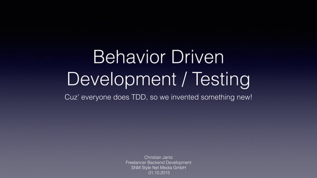 Behavior Driven Development & Testing Introduction | PPT