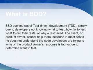 Introduction to Behavior Driven Development | PPT