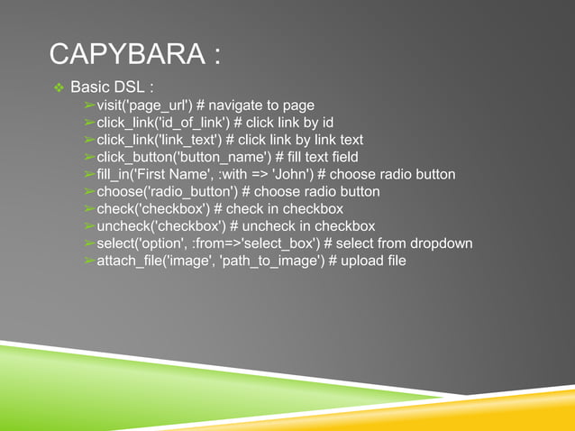 BDD / cucumber /Capybara | PPT