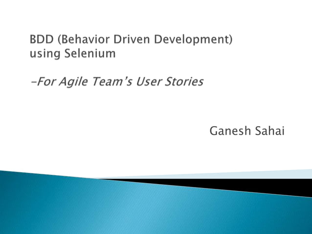 BDD Selenium for Agile Teams - User Stories | PPTX
